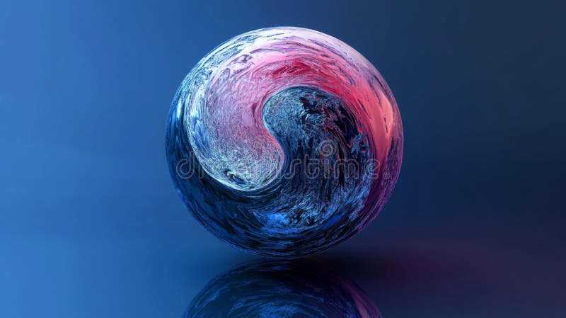 Abstract Pink and Blue 3D Sphere Digital Art Stock Illustration ...