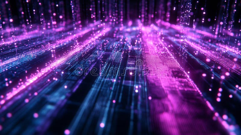 Abstract Pink and Blue Data Flow Background Stock Illustration ...