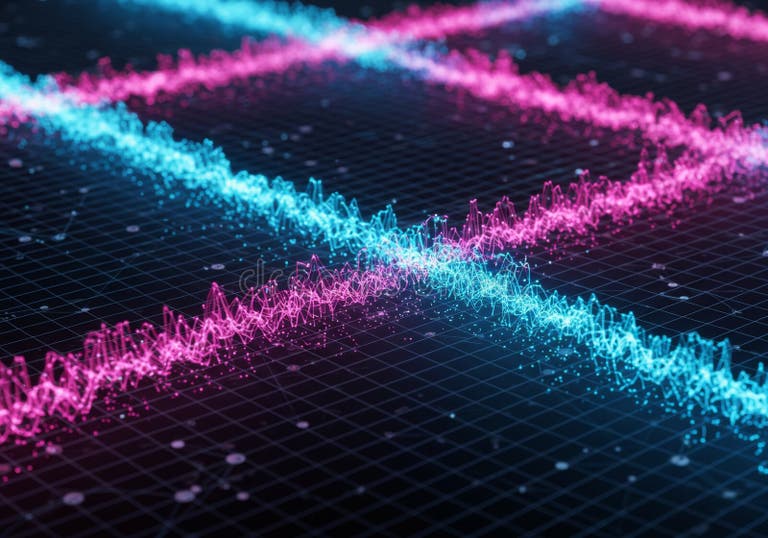 Abstract Pink and Blue Digital Energy Flow Background Stock ...