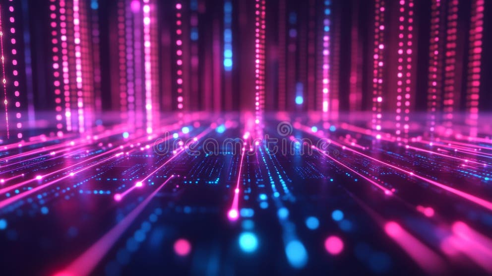 Abstract Pink and Blue Digital Light Trails Stock Image - Image of dots ...