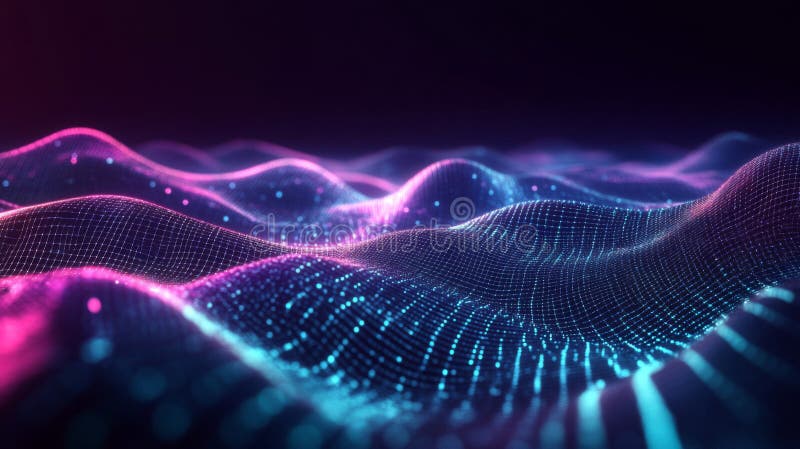 Abstract Pink Blue Digital Wave Background Stock Illustration ...