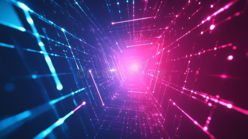 Abstract Pink Blue Glowing Tunnel Digital Network Background Stock ...