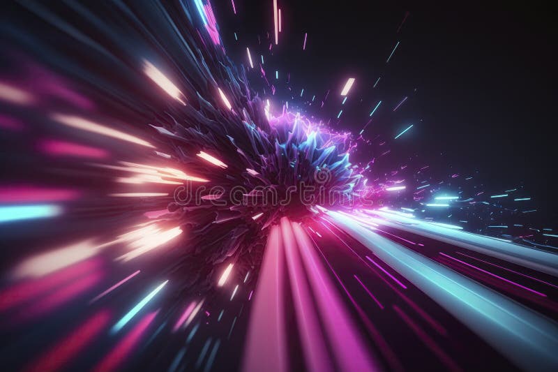 Abstract Pink Blue Light Trail Cosmic Background Explosion Hyper Jump ...