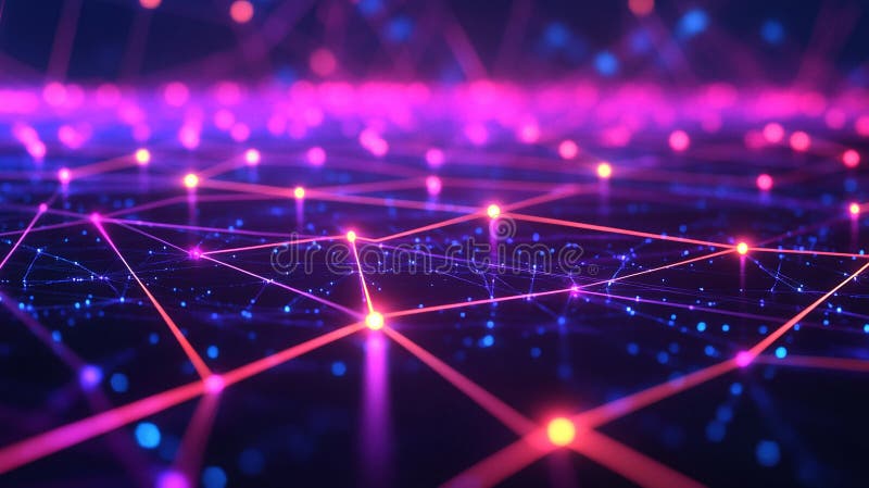 Abstract Pink Blue Network Digital Connections Lines Technology ...