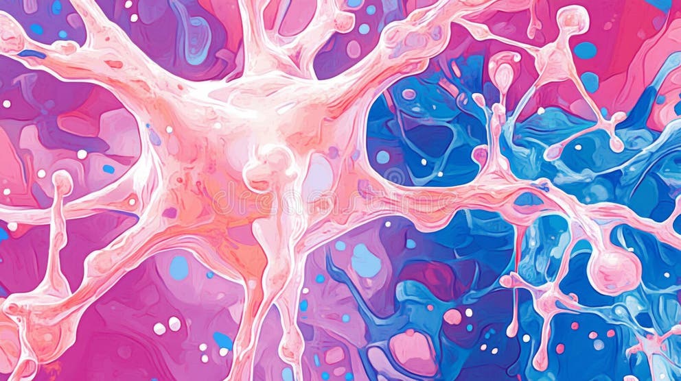 Abstract Pink and Blue Neuron Cell Microscopic Structure Science ...