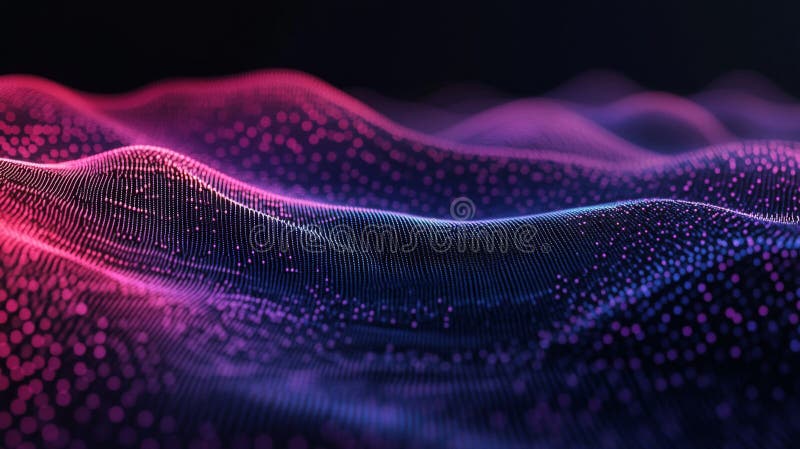 Abstract Pink Blue Particle Waves Background Stock Illustration ...