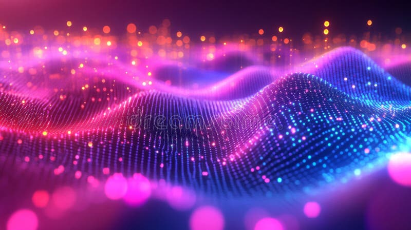 Abstract Pink Blue Purple Particle Wave Background Stock Illustration ...