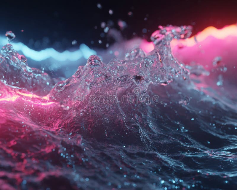 Abstract Pink and Blue Water Splash with Neon Lighting Stock ...