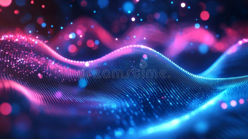 Abstract Pink Blue Wave Particle Background Stock Illustration ...