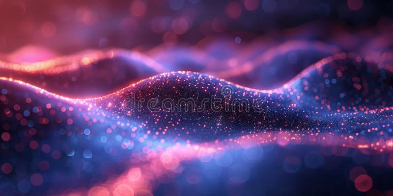Abstract Pink and Blue Wave with Sparkling Particles, Representing ...