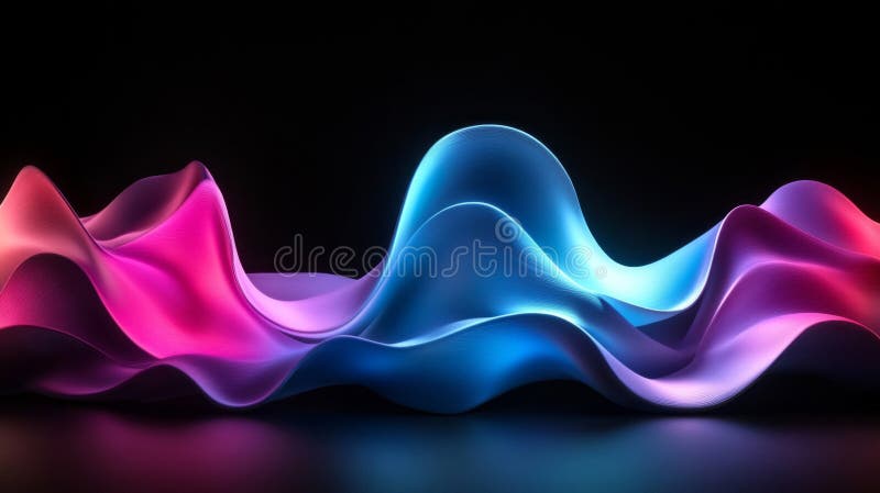 Abstract Pink and Blue Waves Digital Art Stock Illustration ...