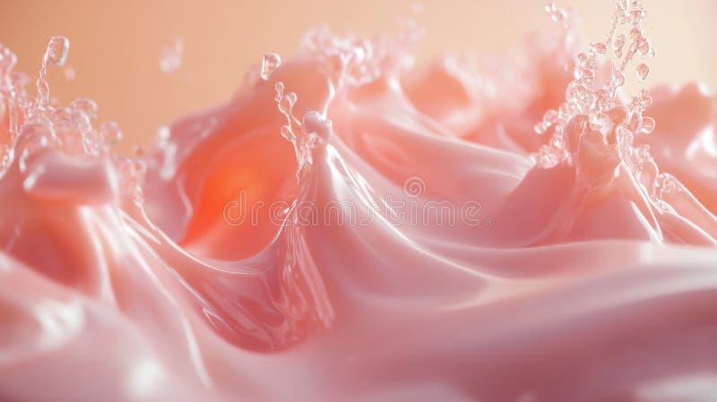 Abstract Pink Cream Liquid Splash with Dynamic Flow and Glossy Waves ...