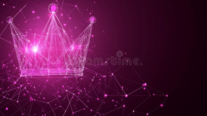 Abstract Pink Crown Polygonal Wireframe King, Queen Symbol on Dark ...