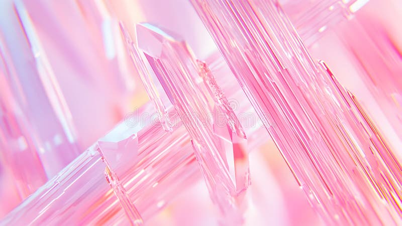 Abstract Pink Crystal Structures with Light Reflections and Soft ...
