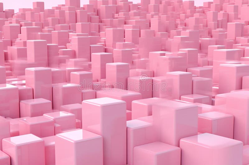 Abstract of Pink Cubes, Background with Pink Cubes Stock Illustration ...