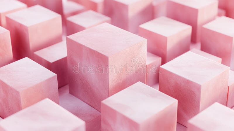 Abstract Pink Cubes: a Textured 3D Render of Geometric Shapes Stock ...