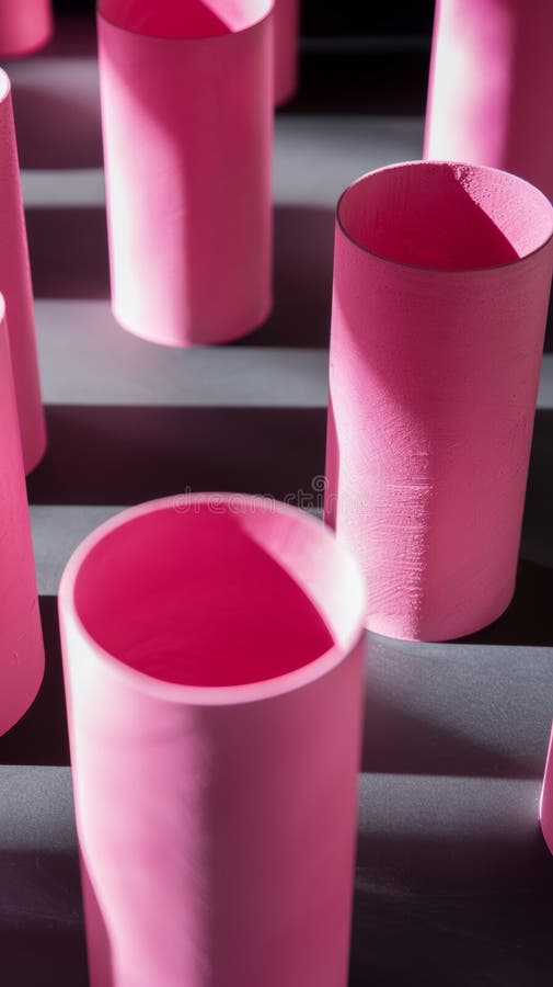 Abstract Pink Cylinders with Shadows Stock Photo - Image of creative ...