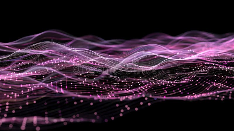 Abstract Pink Data Waves - Futuristic Technology Background Stock ...