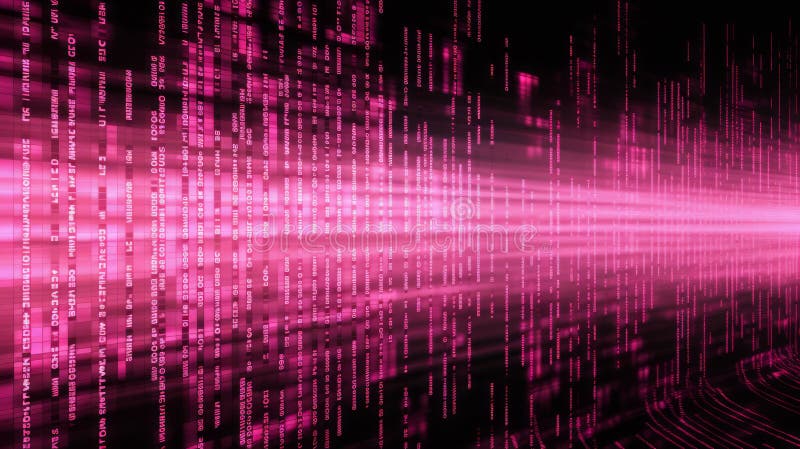 Abstract Pink Digital Matrix Background with Digit Streams. Neural ...