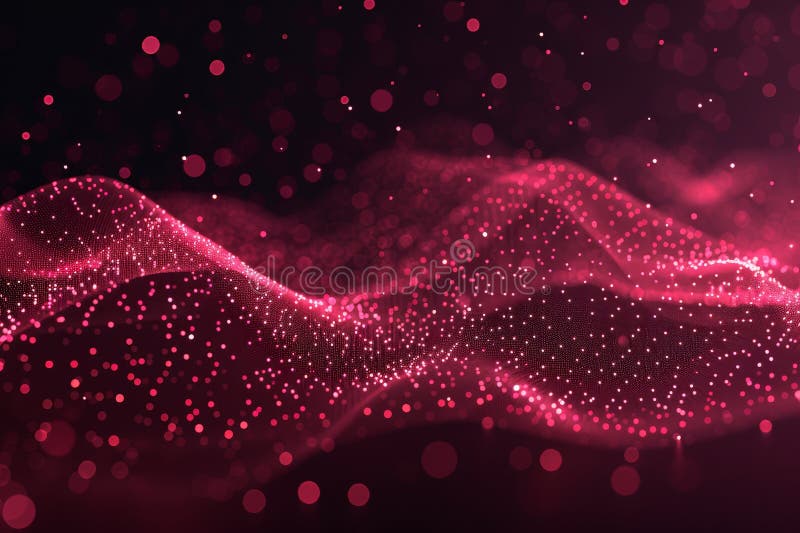 Abstract Pink Digital Waves with Dot Particles on a Dark Background ...