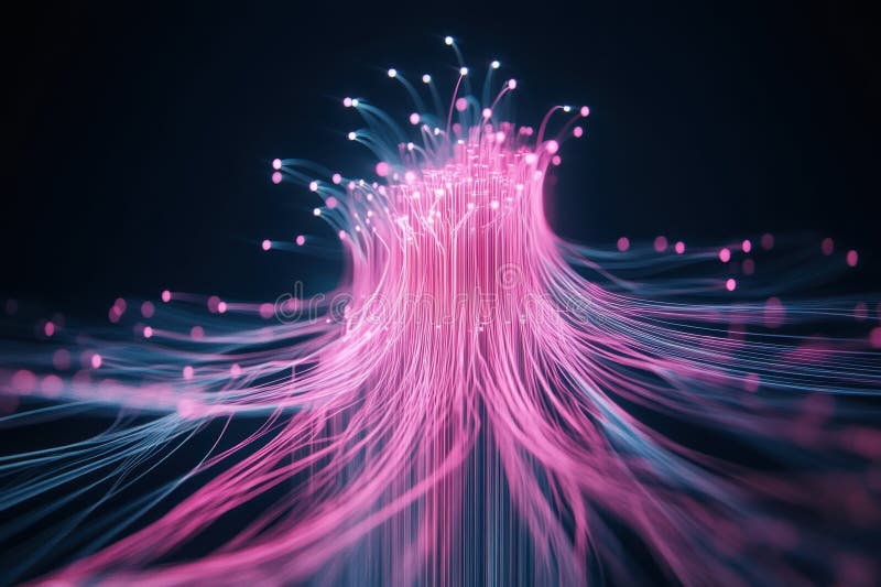 Abstract Pink Fiber Optic Light Flow - Digital Data Network Concept ...
