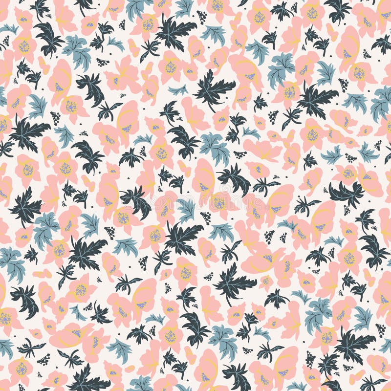 Abstract Pink Flower Motif Seamless Repeat Pattern Stock Illustration ...