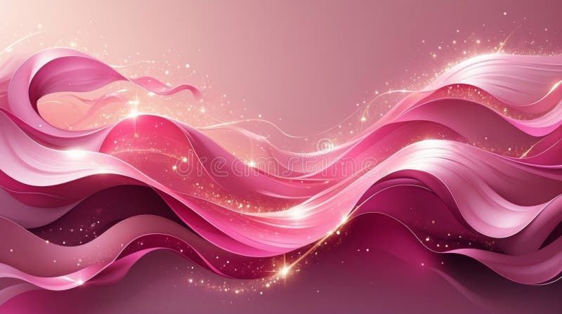 Abstract Pink Flowing Waves Gracefully Intertwining, Shimmering with ...