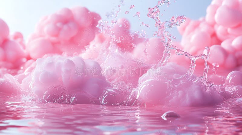 Abstract Pink Foam with Water Splash in a Dreamlike Scene Stock Image ...