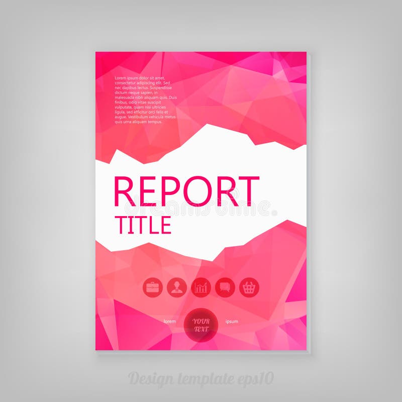 Pink Geometric Low Poly Style Report Cover Design Stock Vector ...