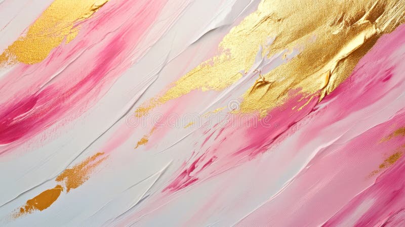 Abstract Pink and Gold Brush Strokes on Textured Canvas Art Stock ...