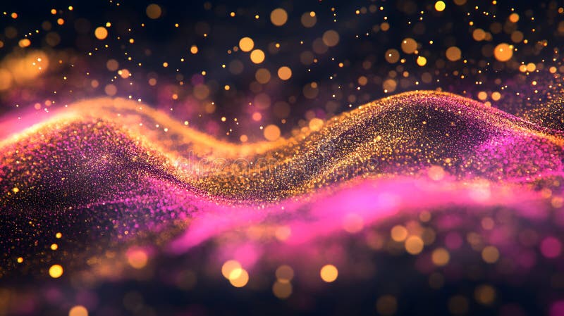 Abstract Pink Gold Glitter Wave Background Sparkling Particles Festive ...