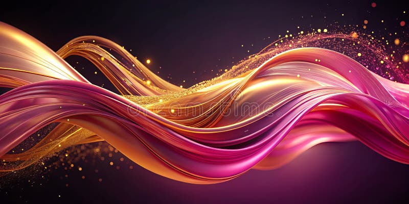 Abstract Pink and Gold Swirl Digital Composition Stock Illustration ...