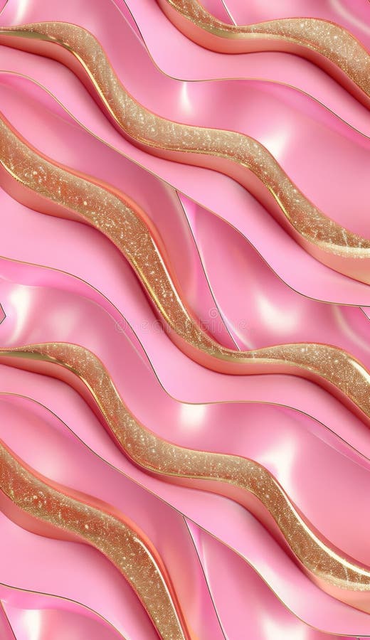 Abstract Pink and Gold Wavy Pattern Background with Glitter Texture ...