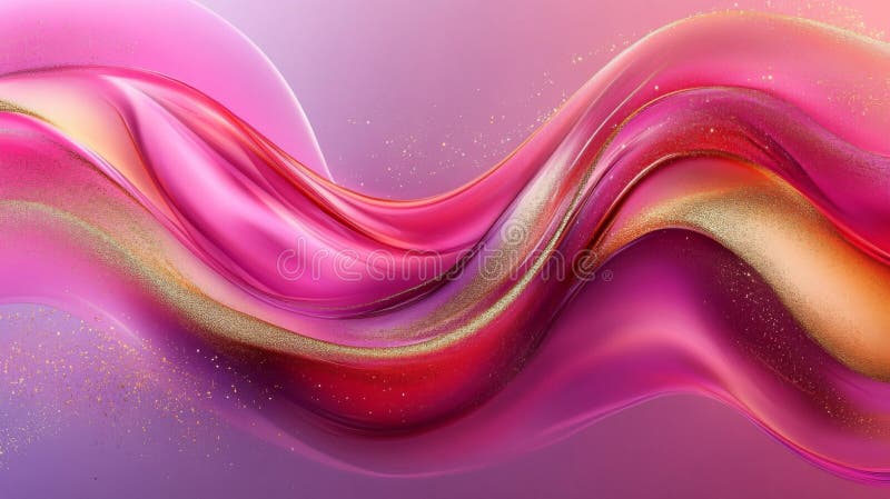 Abstract Pink and Golden Wave Background with Glitter and Elegant ...