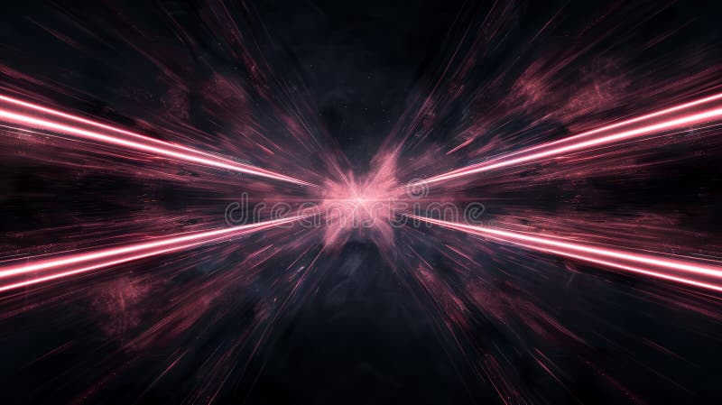 Abstract Pink Laser Beams Converging in a Dark Space, Creating a Burst ...