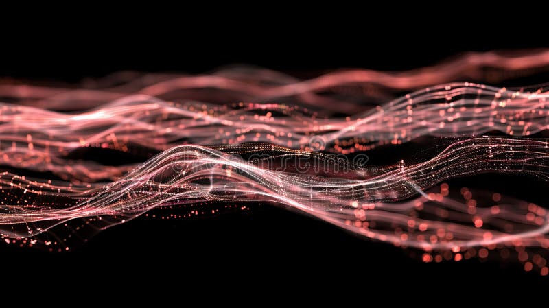 Abstract Pink Light Waves, Data Stream Visualization on Black ...