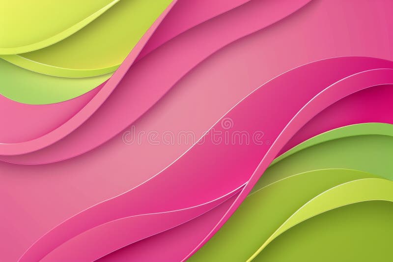 Abstract Pink and Lime Green Background with Flowing Curved Lines Stock ...