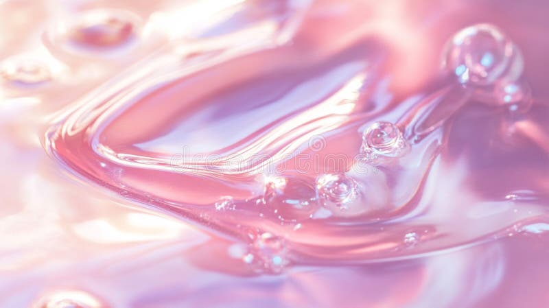 Abstract Pink Liquid with Bubbles and Reflections Stock Illustration ...