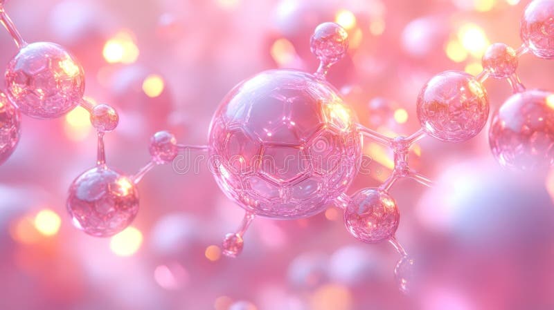 Abstract Pink Molecular Structure with Glowing Elements. Generative AI ...