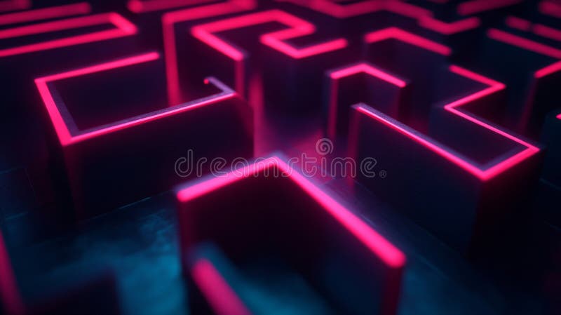 Abstract Pink Neon Maze 3D Render Stock Illustration - Illustration of ...