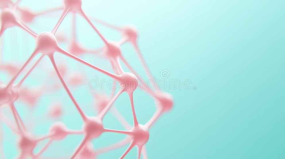 Abstract Pink Network Structure on Blue Background. Artificial ...