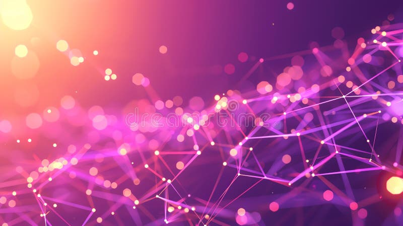 Abstract Pink and Orange Background with Connecting Dots and Lines ...