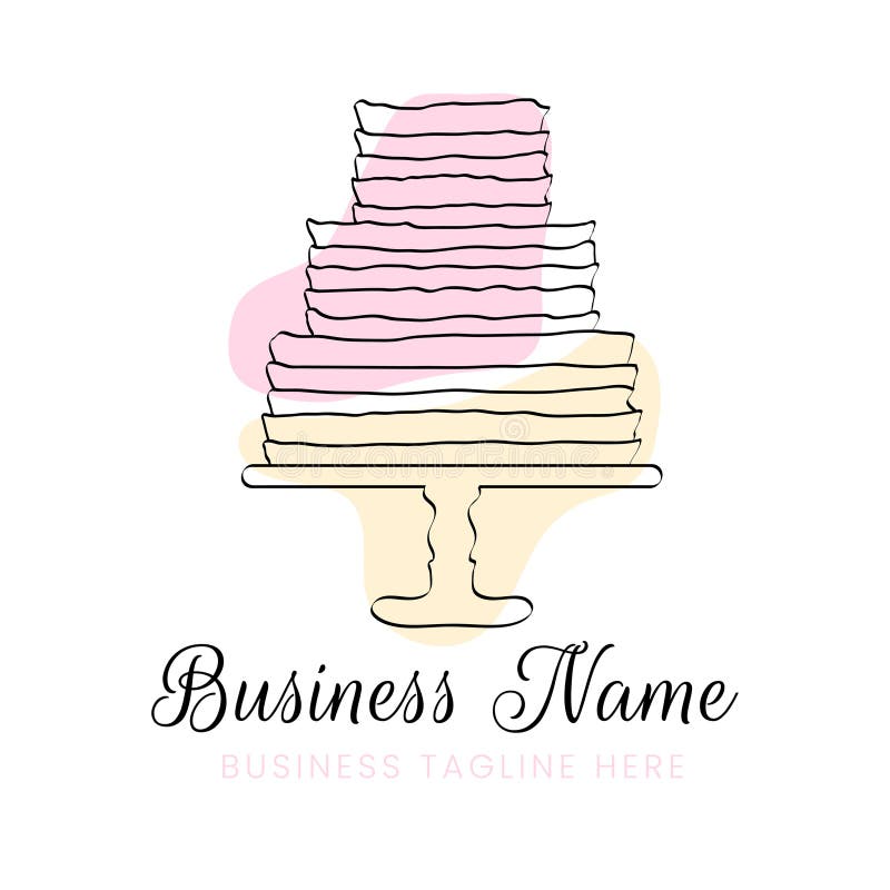 Abstract Pink and Orange Cake Outline Geometric Logo Design Stock ...