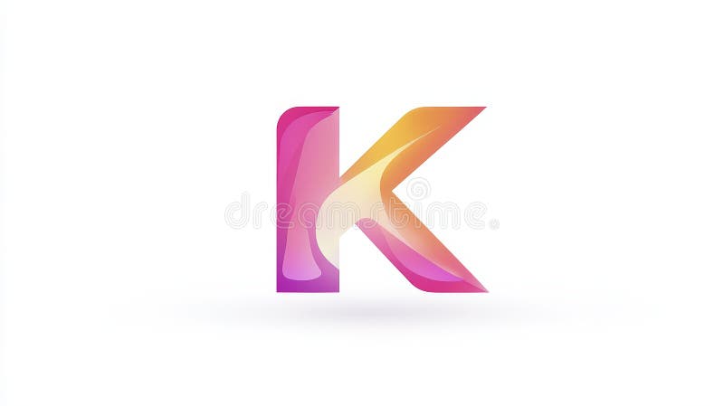 Abstract Pink and Orange Gradient Letter K on White Backgrounds Stock ...