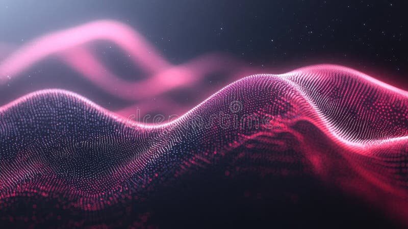 Abstract Pink Particle Wave Digital Landscape of Light and Shadow ...
