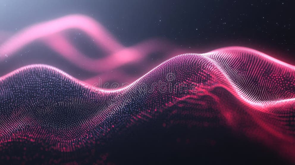 Abstract Pink Particle Wave Digital Landscape of Light and Shadow ...