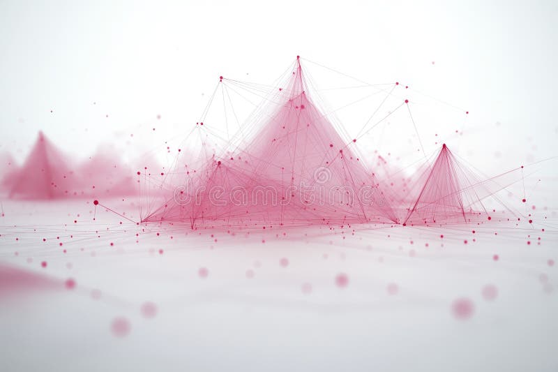 Abstract Pink Peaks Connected by Thin Lines Representing Data Flow ...