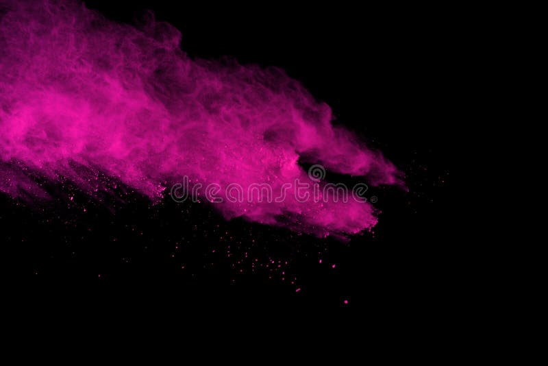 Abstract Pink Powder Explosion on Black Background. Abstract Colored ...