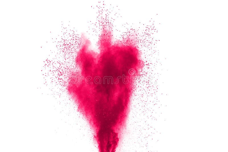Abstract Pink Powder Explosion on White Background. Freeze Motion of ...