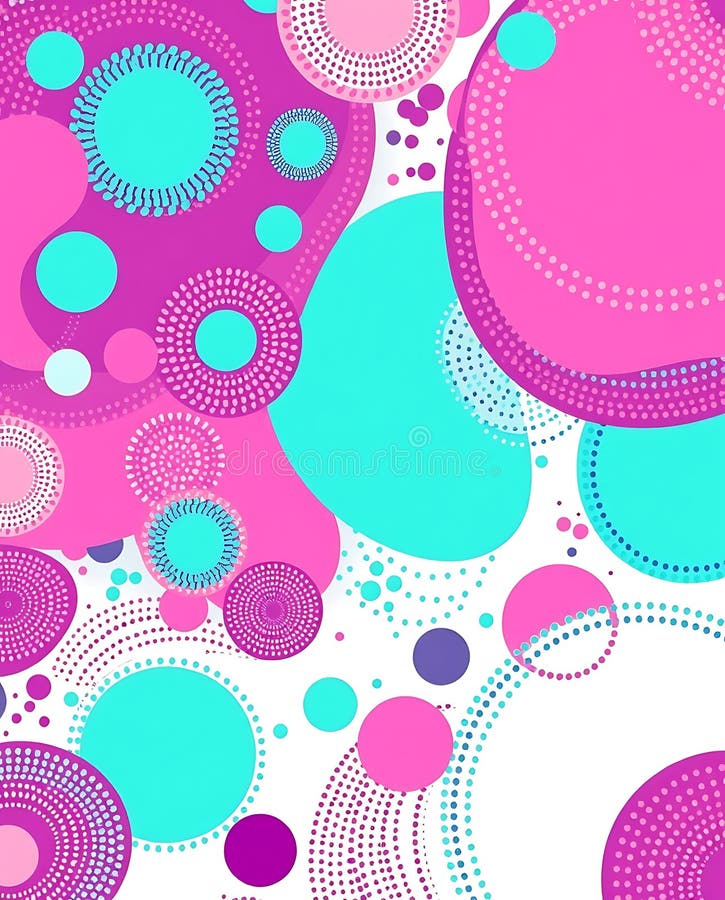 Abstract Pink Purple and Aqua Circles Pattern Design Stock Illustration ...